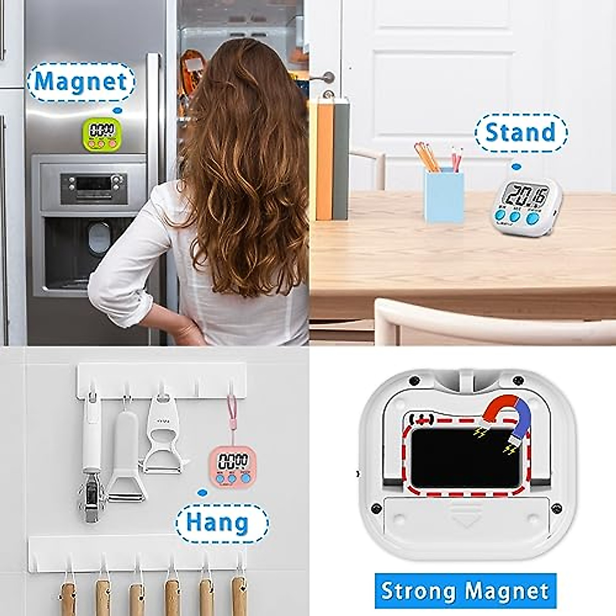 Lasubst Digital Timer for Kids Teachers Classroom School with Magnetic Back 6 Pack