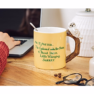 Silver Buffalo Harry Potter Envelope Ceramic Mug With Sculpted Hedwig Handle | Holds 20 Ounces