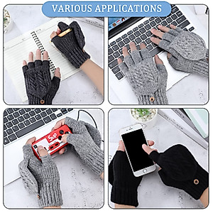 SATINIOR 3 Pairs Winter Knitted Convertible Fingerless Gloves Knit Flip Fingerless Gloves with Fingers Gloves with Cover for Women Men (Multicolored)