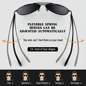 CGID GA61 Premium Al-Mg Alloy Pilot Polarized Sunglasses UV400, Full Mirrored Spring Hinges Sun Glasses for Men Women Mens Shades