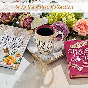 Christian Art Gifts Ceramic Scripture Coffee & Tea Mug for Women, 12 oz Inspirational Bible Verse - Trust in the Lord - Proverbs 3:5 w/Gold Accents, Rose Floral Cute Butterfly, Pink/Tan