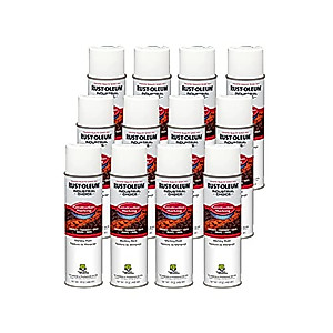 Rust-Oleum 264692-12PK Industrial Choice M1400 System Water-Based Construction Marking Paint, 17 oz, White, 12 Pack