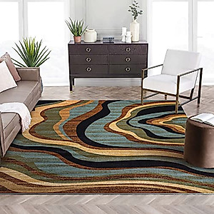 Well Woven Barclay Nirvana Waves Multi / Blue Modern Area Rug 7'10" X 9'10"