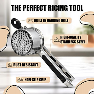 Keuken Potato Ricer 15 oz - Potato Ricer Stainless Steel & Ricer for Mashed Potatoes Kitchen Tool - Potato Masher Stainless Steel - Masher Kitchen Tool