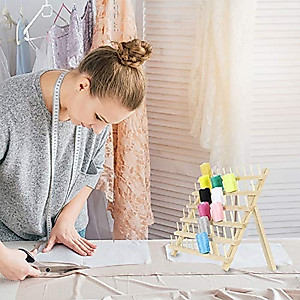 HAITRAL 60-Spool Thread Rack, Wooden Thread Holder Sewing Organizer for Sewing, Quilting, Embroidery, Hair-braiding