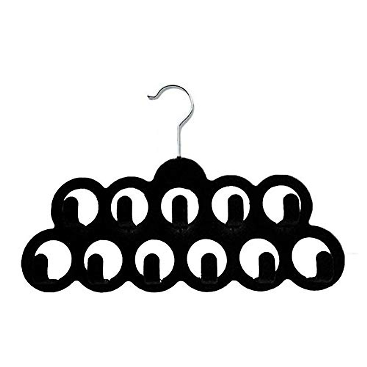 JIANWEI 2pcs Clothes Hanger, Non Slip Closet Scarf Rack, 11 Holes Velvet Swivel Hook, Space Saving Coat Hanger Suit Hangers for Men/Women/Adult(Black)