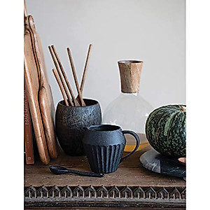 Creative Co-Op 14 oz. Stoneware, Reactive Glaze, Matte Black Finish Pitcher, 4.5"