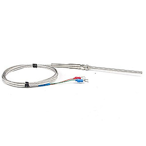 CGELE K-Type Thermocouple Temperature Sensors 0~600℃，2M/6.6Ft Wire Probe Length 100mm Two Wire 100×5mm Stainless Steel Probe Temperature Detector Temperature Gauge