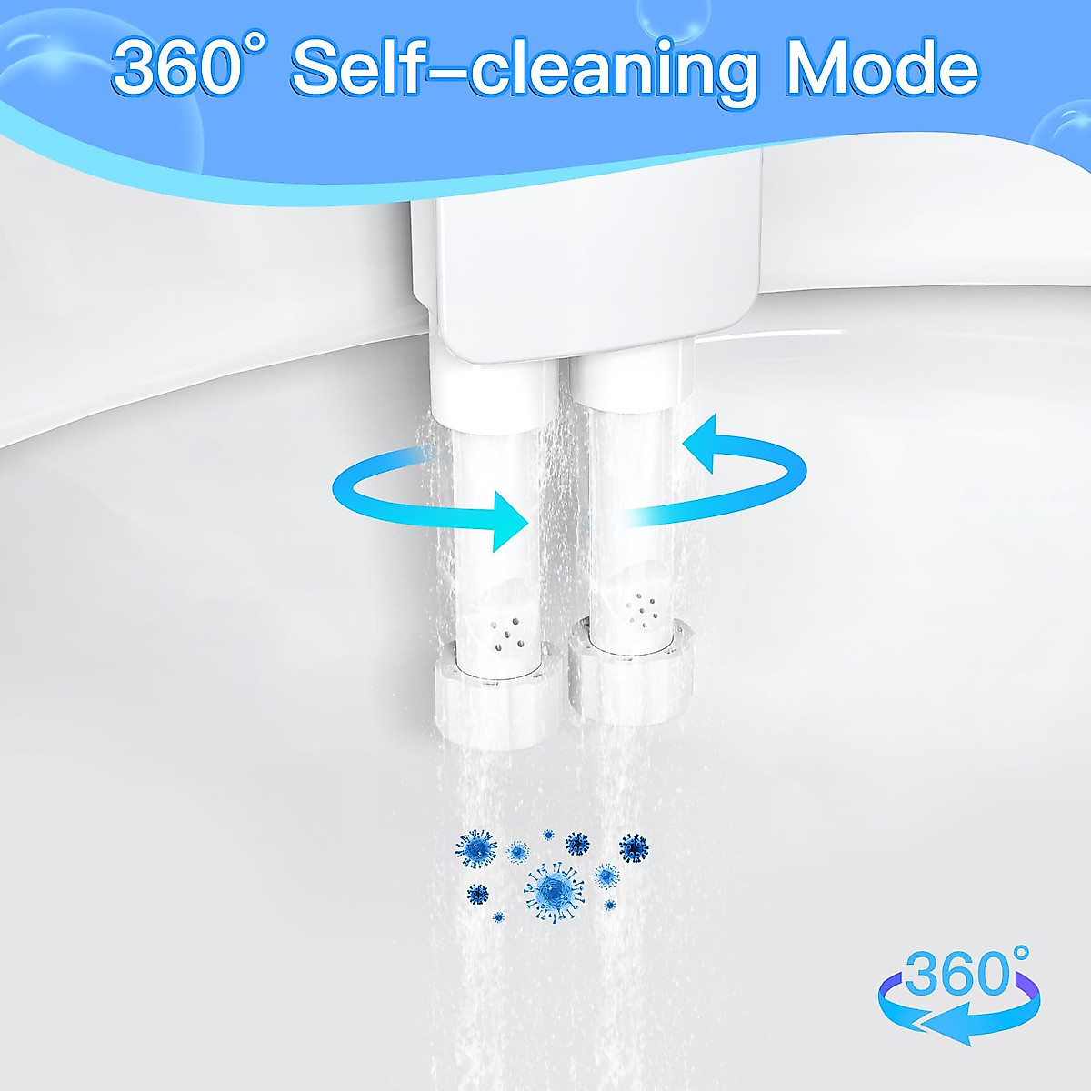 Bidet Attachment for Toilet Hot and Cold, Non-Electric Mechanical Bidet Bidet Toilet Attachment with Dual Nozzle, Rear &Feminine Wash, Fresh Water Sprayer with Adjustable Water Pressure