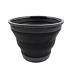 SAMMART 10L/2.6 Gallon Collapsible Plastic Bucket - Foldable Round Tub - Portable Fishing Water Pail - Space Saving Outdoor Waterpot, Size 31cm Dia (1, Grey/Black)