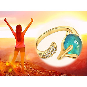 lwzsyap Adjustable Mood Ring，Emotional fox ring,Cute Creative Gold plated crystal gemstone color changing ring，Temperature-Control Finger Ring,Animal fox tail open ring, Gift for Kids Child Women Girls