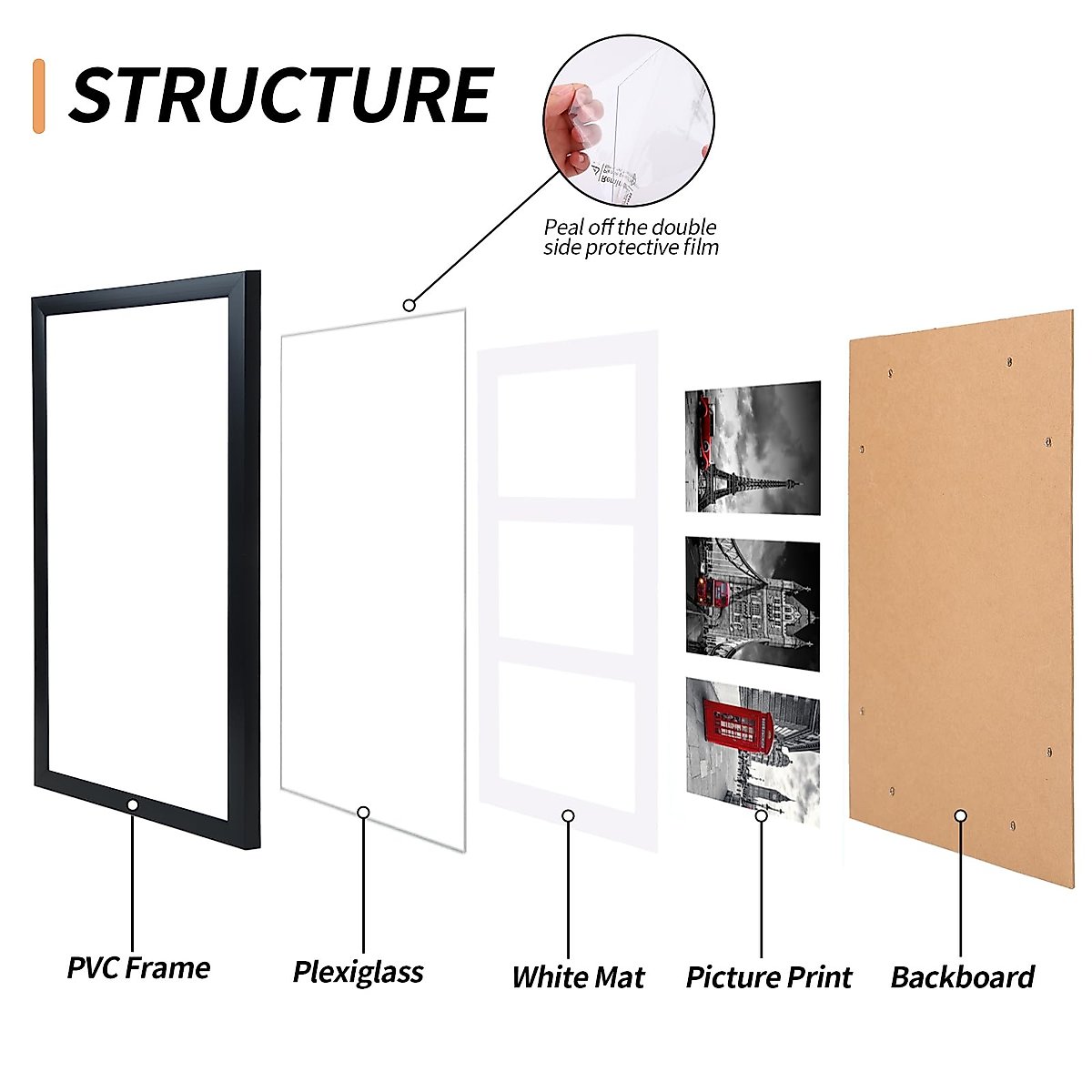 Fixwal 8x14 Collage Picture Frame with Three Openings for Displaying 4x6 Pictures, 4x6 Picture Frame Collage, Gallery Wall Frame, Multi Picture Frames for Wall Decor