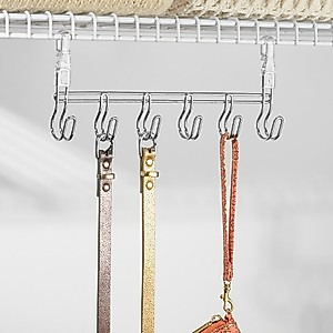 iDesign Tru-Grasp Steel/BPA-Free Plastic Under-Shelf Organizer Hooks - 10.6" x 4.1" x 1.3", Clear/Chrome