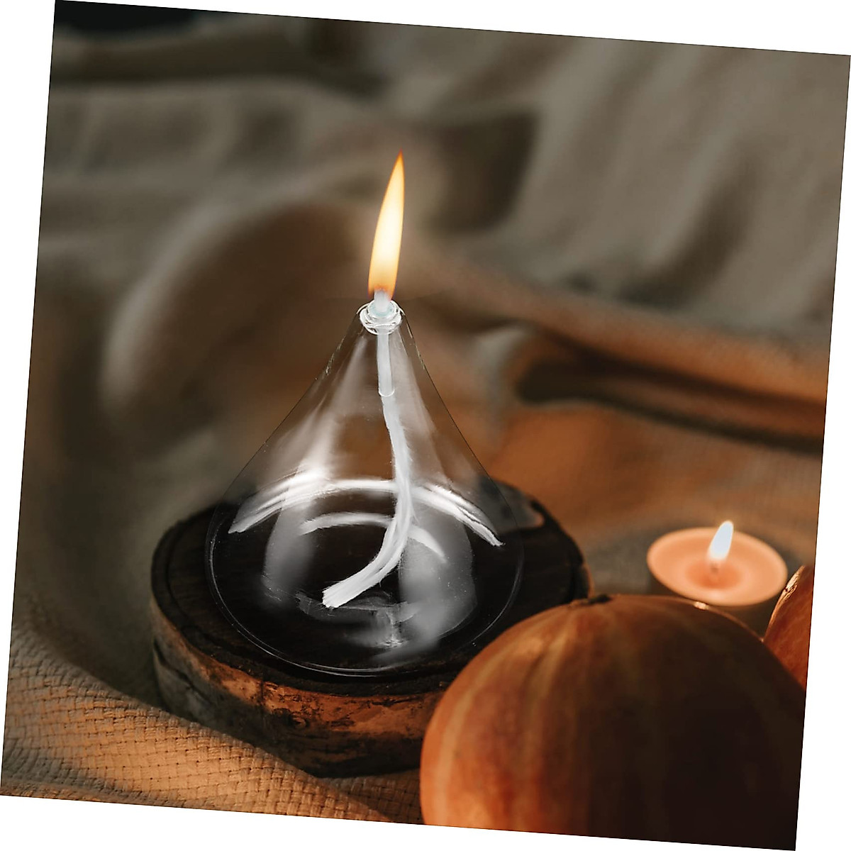 IMIKEYA Style Decorative Oil Lamp Smooth Texture Long-Lasting Desktop Kerosene Lamp