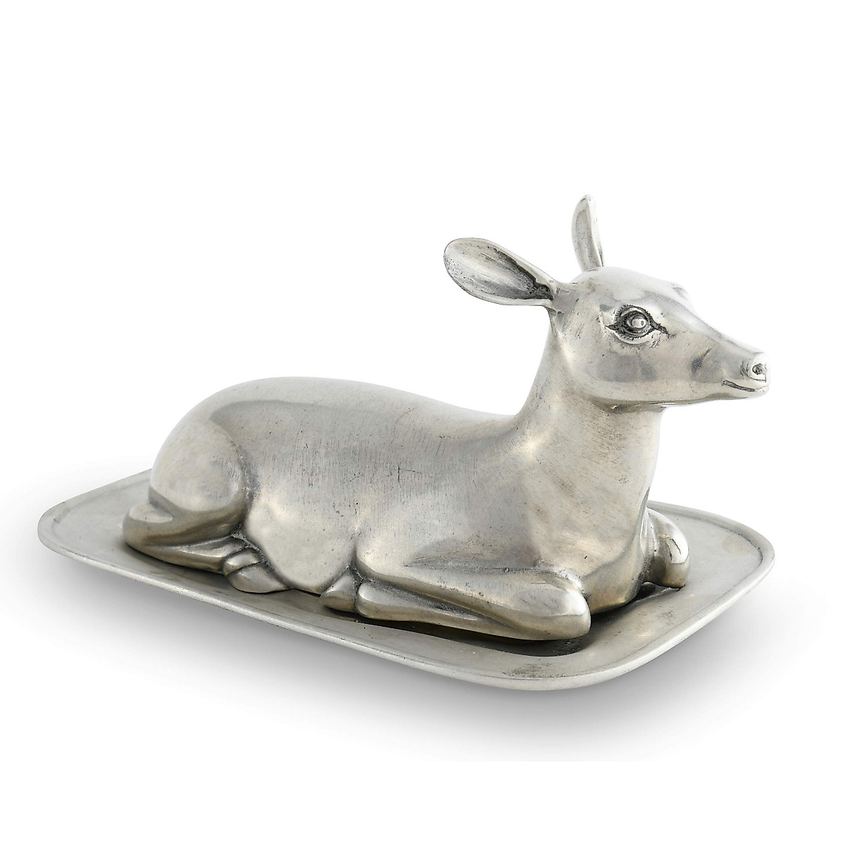 Vagabond House Pewter Doe / Deer Covered Butter Cream Cheese Dish 8 inch x 5 inch