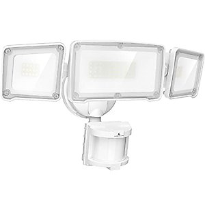 GLORIOUS-LITE LED Security Lights Motion Sensor Outdoor Lights, 35W 3500LM Hardwired Led Flood Light Outdoor with 3 Adjustable Head, 5500K, IP65 Waterproof for Porch Garage Yard(Not Solar)