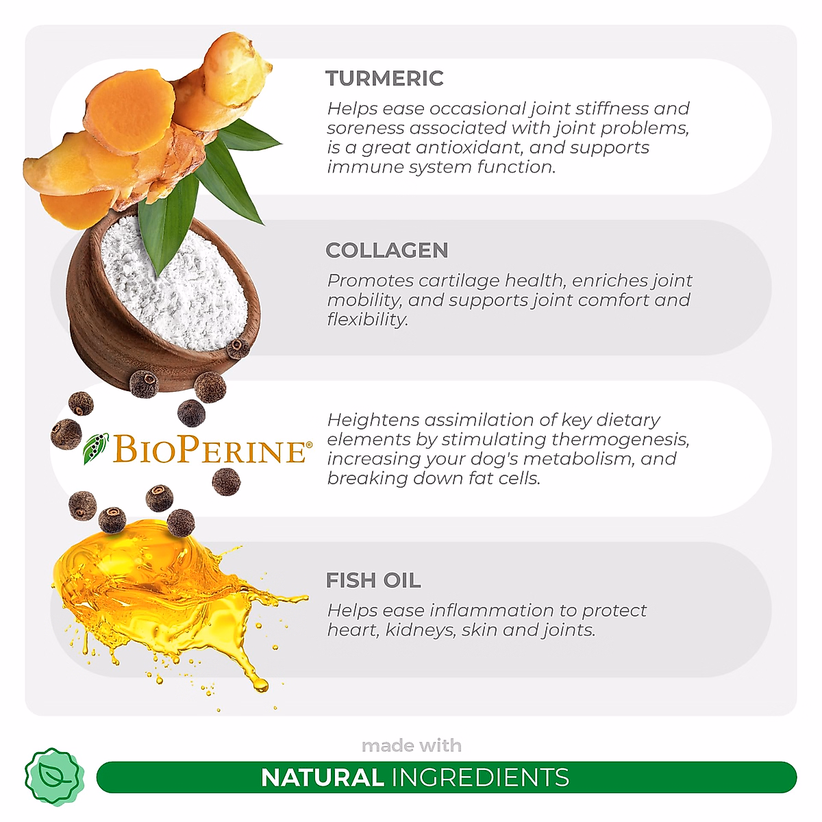 Turmeric Curcumin for Dogs - 90 Soft Chews - with Collagen, BioPerine and Fish Oil - Hip & Joint Support, Ease Inflammation, Antioxidant, Cardiovascular & Liver Support.