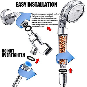 Nosame® Shower Head with Hose , Filter Filtration High Pressure Water Saving 3 Mode Function Spray Handheld Showerheads for Dry Skin & Hair