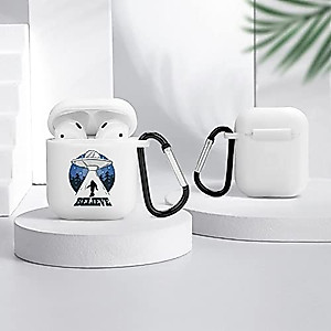 Believe Bigfoot Sasquatch UFO Silicone AirPods Case Protective Cover Compatible with AirPods 2 & 1 with Keychain