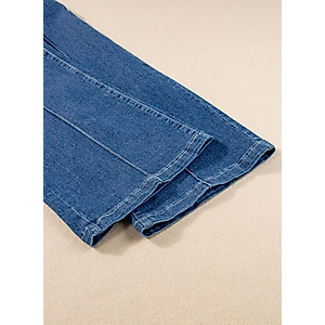 Sidefeel Womens Wide Leg Jeans Casual Baggy High Waisted Stretch Denim Pants Size 8 Blue