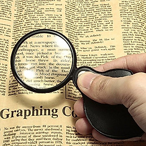 Dreamtop 5 Pack 10X Pocket Magnifier Mini Magnifying Glass 50mm Folding Magnifying Glass Loupe with Rotating Protective Holster for Reading Maps, Lables, Crafts