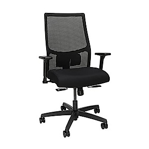 HON Office Desk Chair Ignition 2.0 - Office Chair Ergonomic Desk Chair, Home Office Desk Chairs, Adjustable Lumbar & Armrests, Seat-Slide, Back Support, Cushion, Swivel Wheels, Black