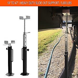 Sulythw RV Slide Out Supports Stabilizer Jacks Heavy Duty Rust Resistant Steel Adjustable from 19'' to 47'' for 5th Wheel 5000 lbs Capacity，2 Pcs