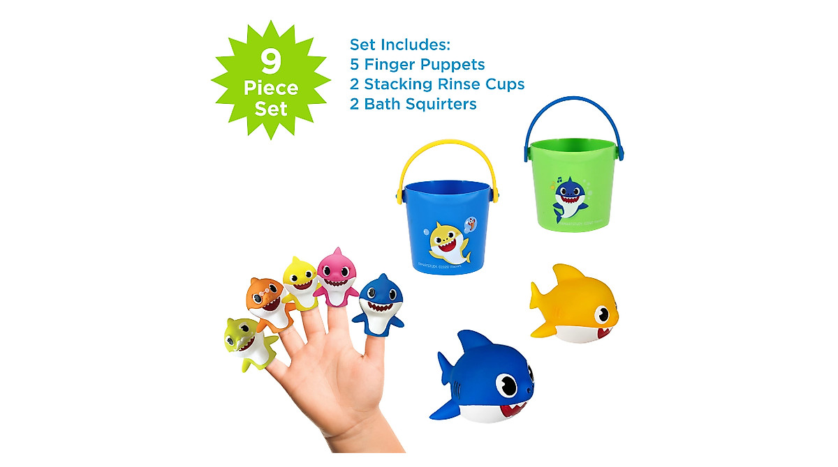 Fun Baby Shark Bath Toys Set - 9 Interactive Pieces