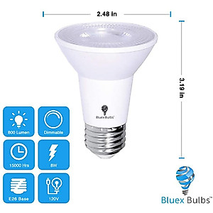 4 Pack BlueX LED PAR20 Flood Purple Light Bulb - 8W (65Watt Equivalent) - Dimmable - E26 Base Purple LED Lights, Party Decoration, Porch, Home Lighting, Holiday Lighting, Flood Lights