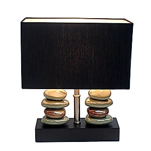 Elegant Designs LT1036-BLK Rectangular Dual Stacked Stone Ceramic Table Lamp, Black