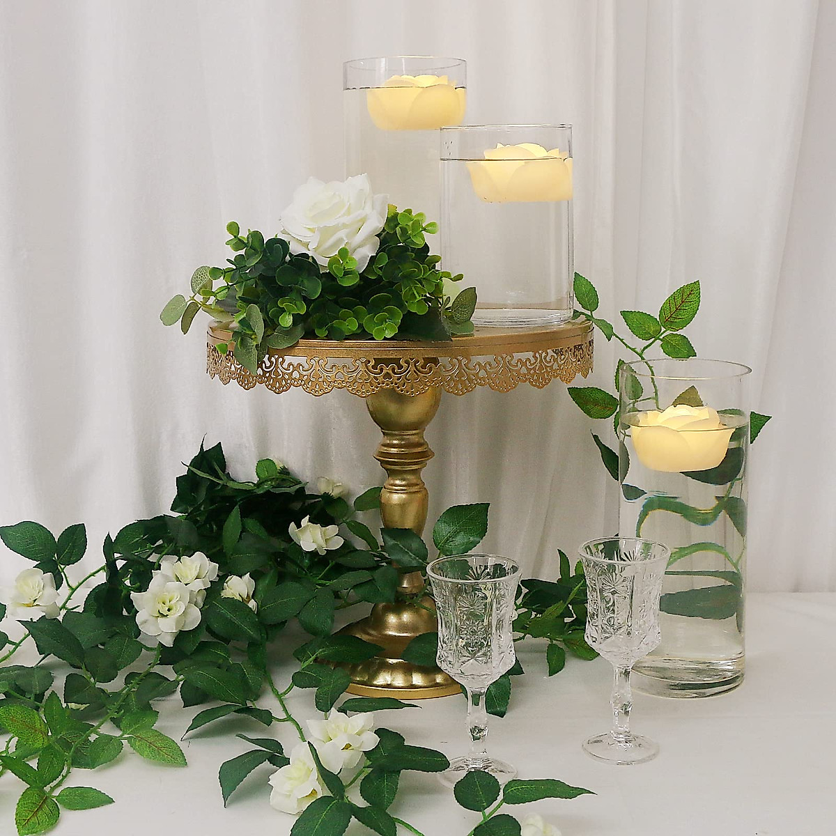 ARDUX Pack of 12 LED Floating Candles - Flameless Floating Rose Tea Lights Waterproof Flower Wax Candles Battery-Powered for Wedding Centerpieces Pool Party Decoration