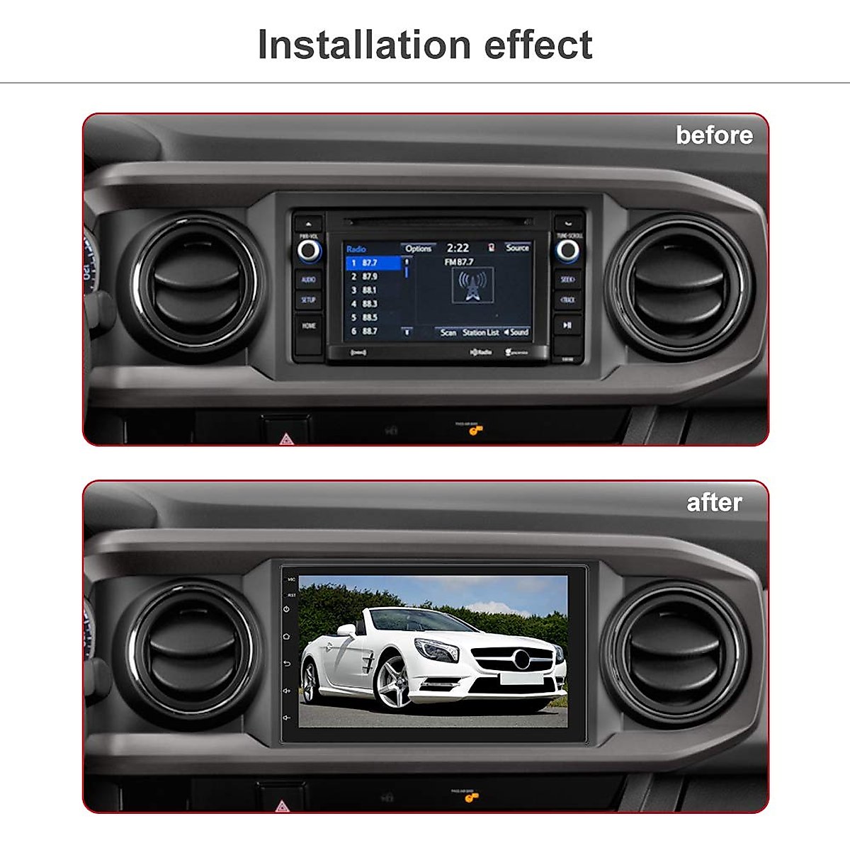 Hikity Android 13 Double Din Car Stereo 7 Inch Touch Screen Car Radio GPS Navigation WiFi Bluetooth FM Radio Mirror Link for iOS/Android Phones, with 12 Led Lights AHD Rear View Camera Mic