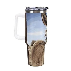 LLUTSNTH 40 Oz Vacuum Tumbler with White Handle Leakproof Insulated Tumbler Funny Donkey Stainless Steel Travel Mug with Lid And Straw Coffee Cup Cute Water Bottles Cup Holder Friendly