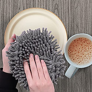 Yigood 4 PCS Chenille Hanging Hand Towels Quick Dry Hanging Absorbent Soft Hand Bath Towel, Bathroom Fluffy Microfiber Decorative Towels Ball，Cleaning Cloth for Bathroom Kitchen