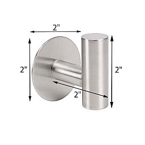TocTen Bath Towel Hook, Strong Self Adhesive Robe Hook, SUS 304 Stainless Steel Stick on Wall Coat/Clothes Hook No Drilling, Shower Wall Hook for Bathroom Kitchen Office Closet(Brushed Nickel, 3 Pack)