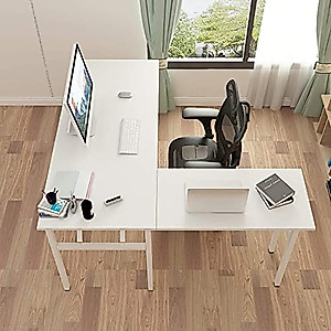 Need L Shaped Desk, Folding Computer Desk, 55 inches x 55 inches L Desk for Home Office, One-Step Assembly Foldable Table, White