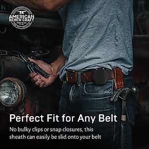 Dip Can Holder (Black) - Full Grain Leather Belt Pouch - w/Solid Brass Rivets - Convenient Slip-On Tobacco Dip Can Holster - Durable & Comfortable Snuff Can Holder - Stylish Belt Accessories for Men