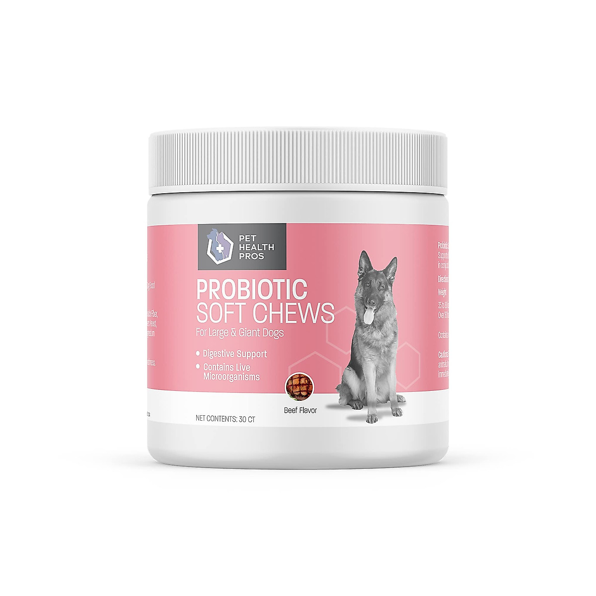 Pet Health Pros Dog Probiotic Chews for Dogs - Support Healthy Digestion Dog Probiotics and Digestive Enzymes for Gut Health for Dogs - for Traveling, Kenneling and Training - Large/Giant Dog - 30 ct