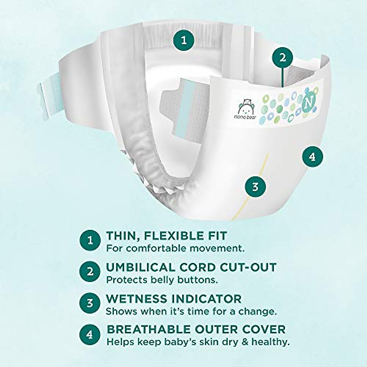 Amazon Brand - Mama Bear Gentle Touch Diapers, Hypoallergenic, Newborn, 30 Count