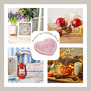 FESTWIND Heart Shaped Decorative Tray, Wooden Tray for Decor Coffee Table Dinning Table, Kitchen Island Decor Centerpiece, Farmhouse Tray Beaded Distressed Pink