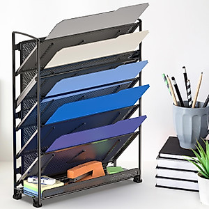 Simple Houseware 6 Tier Wall Mount Document Letter Tray Organizer, Black