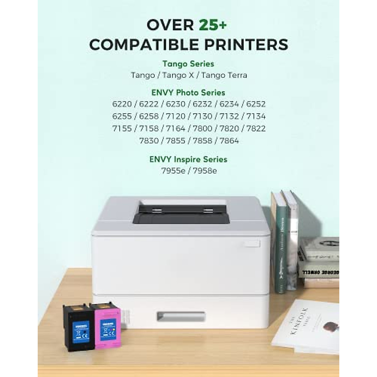 64XL Ink Cartridge Combo Pack Replacement for HP 64XL Ink Remanufactured Black and Color Work for Envy Photo 7858 7855 7120 7155 7158 7164 6255 6252 6232 Envy Inspire 7955e Tango X Printer (2-Pack)