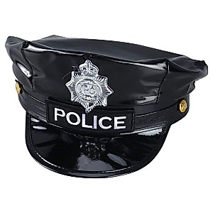 BinaryABC Police Hat Badge,Cop Hat,Officer Hat, Halloween Costume Cosplay Party Accessories (Black)
