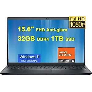 Dell Inspiron 15 3535 Business Laptop | 15.6" FHD Anti-Glare | AMD 6-Core Ryzen 5 7530U Processor (>i7-1255u) | 32GB DDR4 1TB SSD | USB-C HDMI ExpressCharge Win11Prpo Black