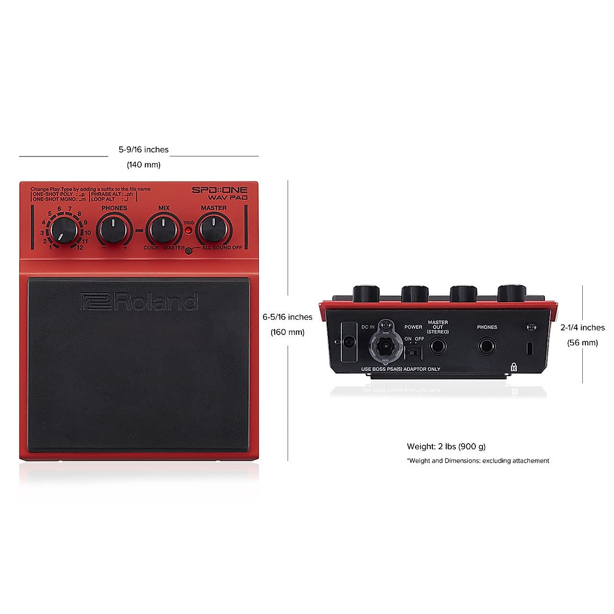 ROLAND SPD: ONE WAV PAD Percussion, Black (spd-1w)