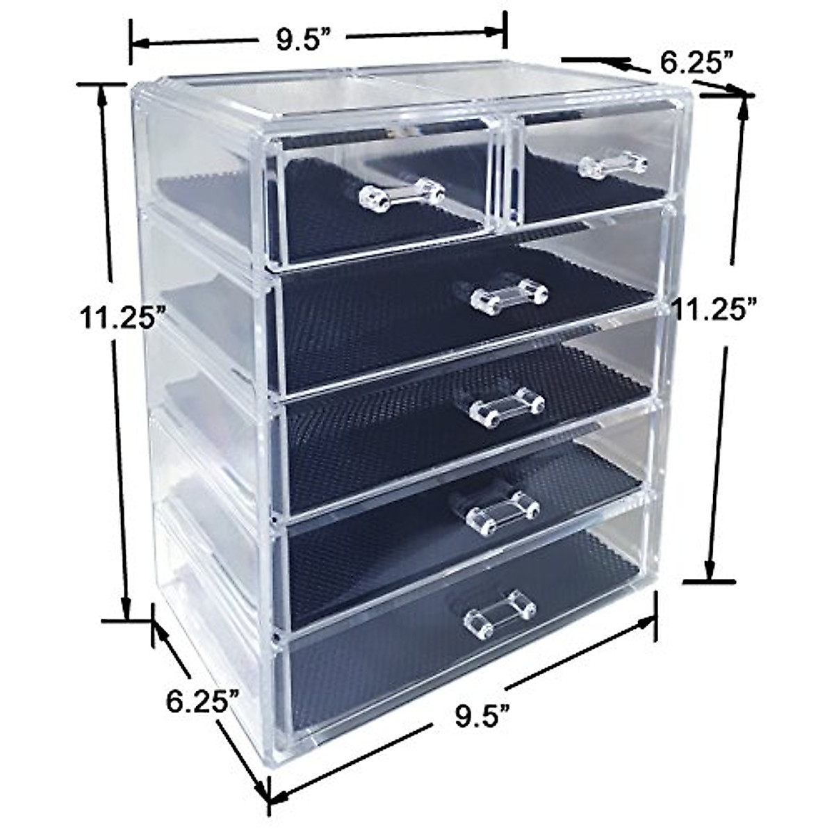 Sodynee Cosmetics Makeup and Jewelry Storage Organizer Case Display Boxes, 4 Large and 2 Small Drawers