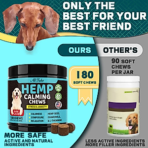 Hemp Calming Chews for Dogs - Dog Calming Treats Anxiety Relief 100% Golden Ratio of Natural Ingredients Calming Dog Treats, Aid with Separation, Barking, Stress Relief, Thunderstorms - Duck Flavor