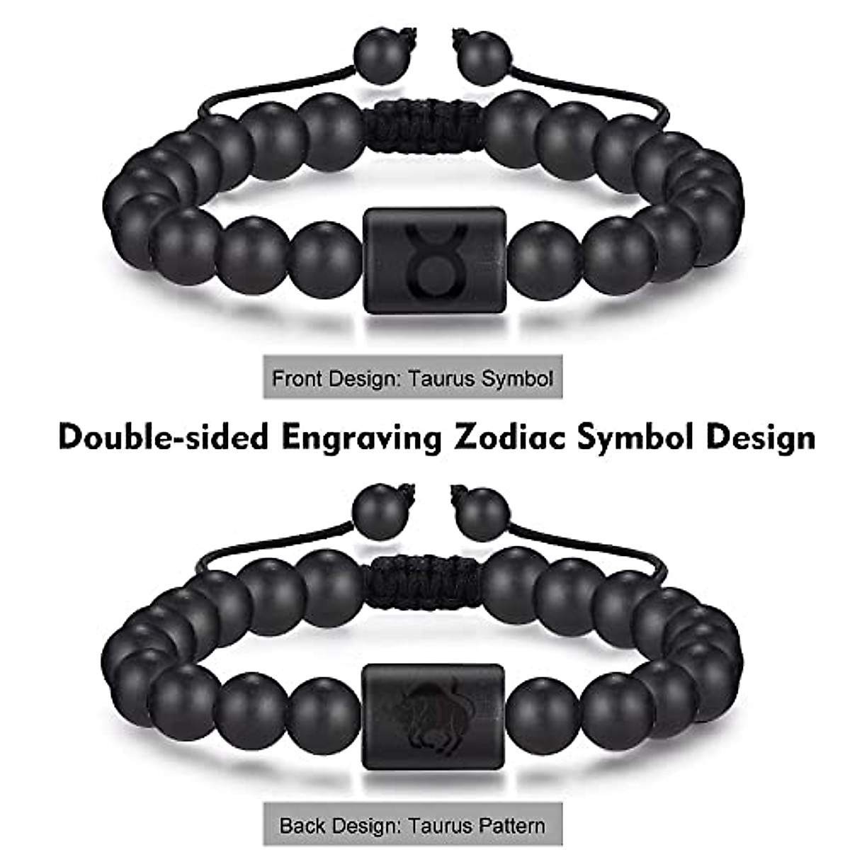 Zodiac Taurus Gifts Bracelets for Men Women, Mens Taurus Gifts Natural Tiger Eye & Matte Agate Stone Zodiac Beaded Bracelets Constellation Horoscope Jewelry Taurus Gifts Bracelets for Men Women