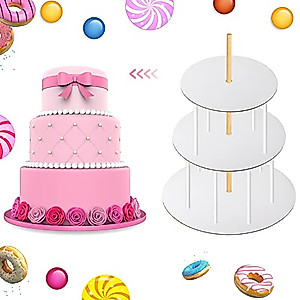 39 Pieces Cake Boards and Plastic Dowels, Cake Boards Kit, Cake Stand, 15 Cardboard Cake Boards Bases, 24 Plastic Cake Drum for Tiered Cakes for Wedding Birthday Party (White)