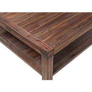 Benzara BM187681 Acacia Wood Coffee Table with Exposed Mortise and Tenon Corner Joints, Brown